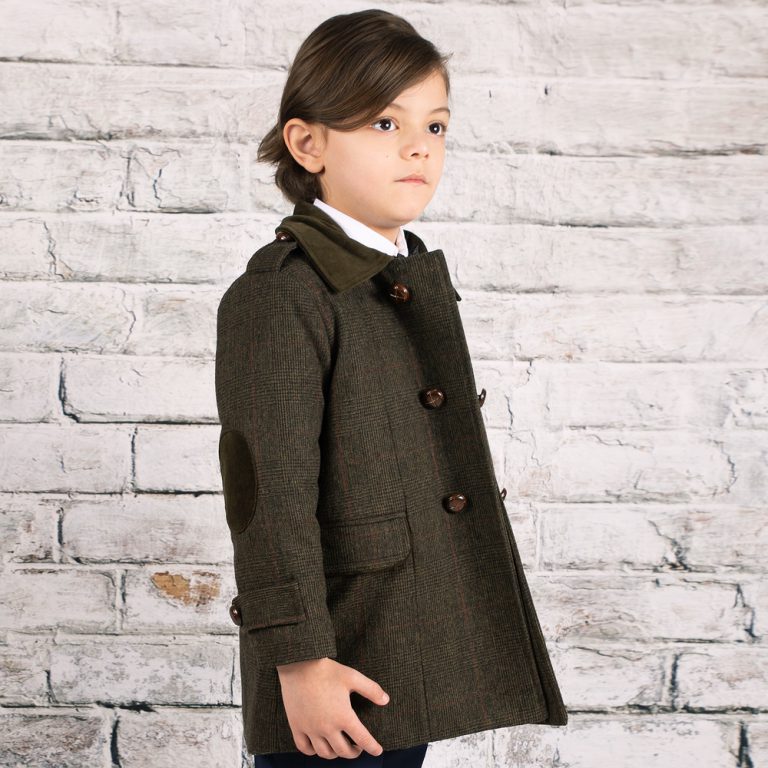 Boys Green Check Wool Coat By Beau KiD | Wonderland