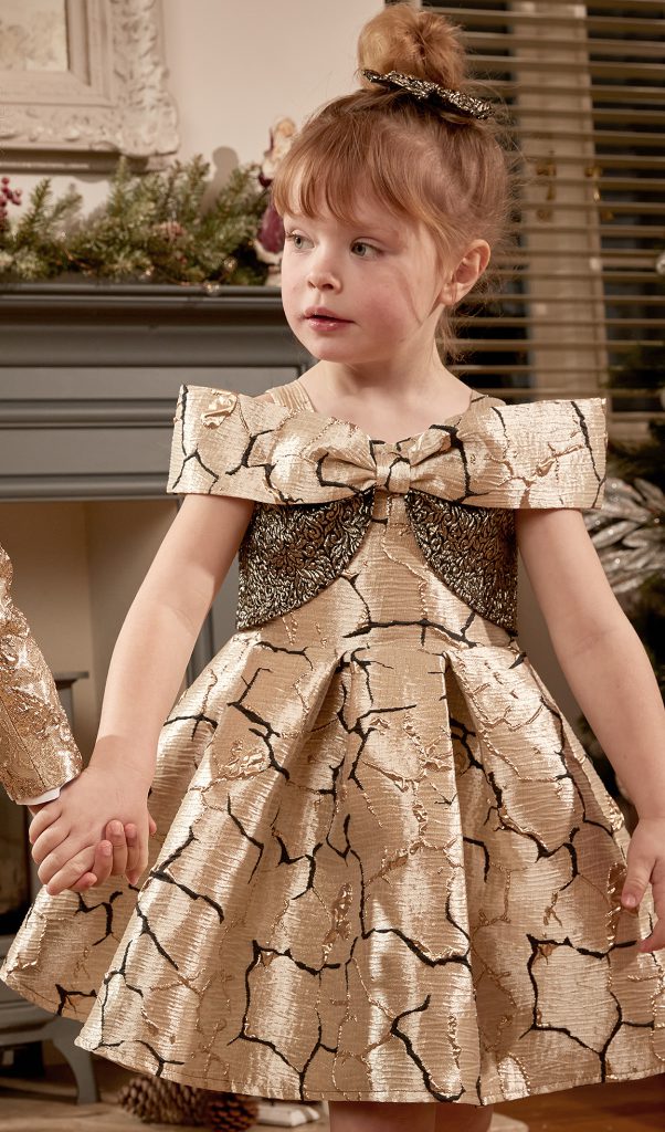 Girls Gold Brocade Dress By Caramelo Kids | Wonderland